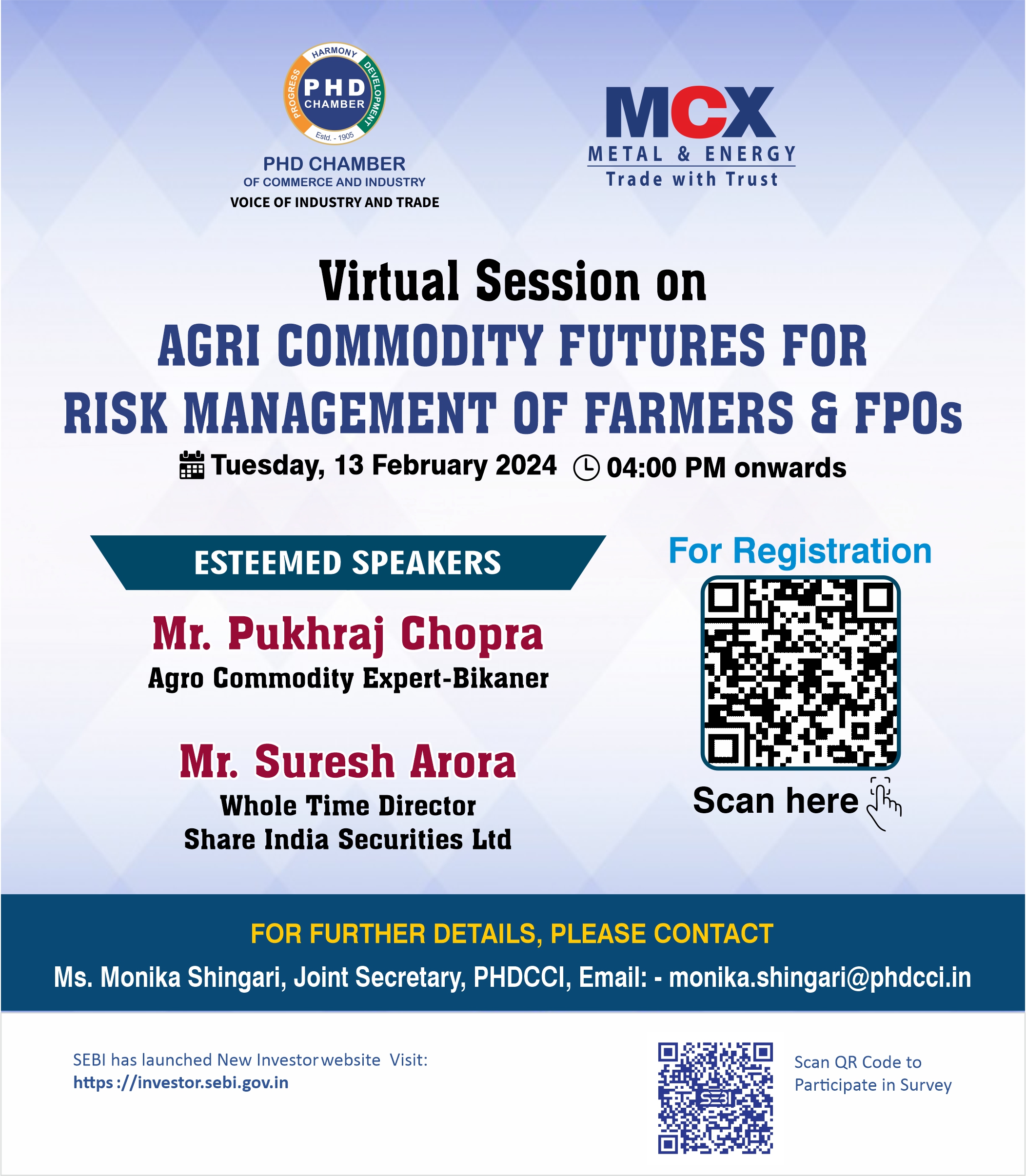 Virtual Session on Agri Commodity Futures for Risk Management of Farmers & FPOs - PHD Chamber