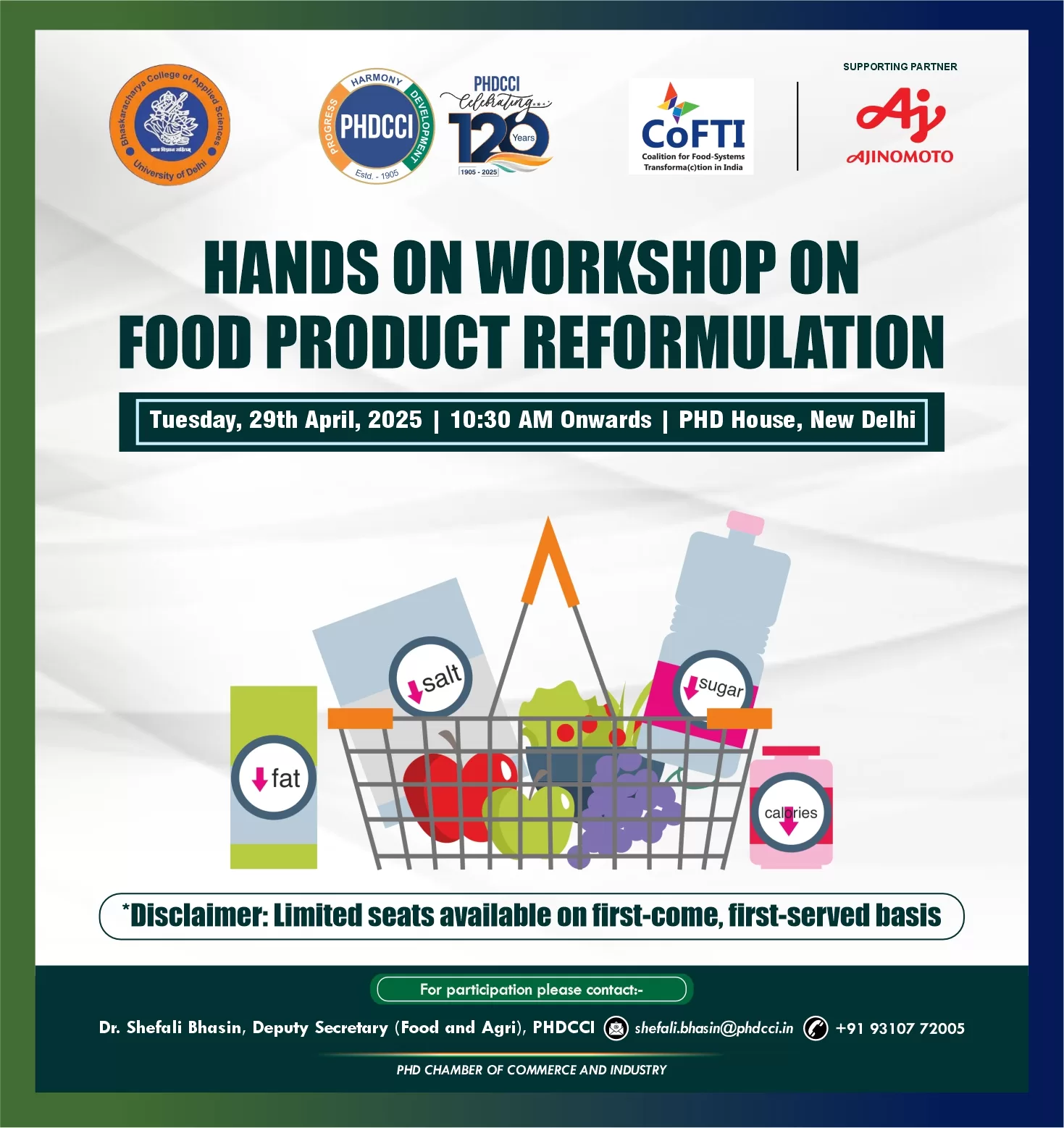 Hands on Workshop on Food Product Reformulation - PHD Chamber